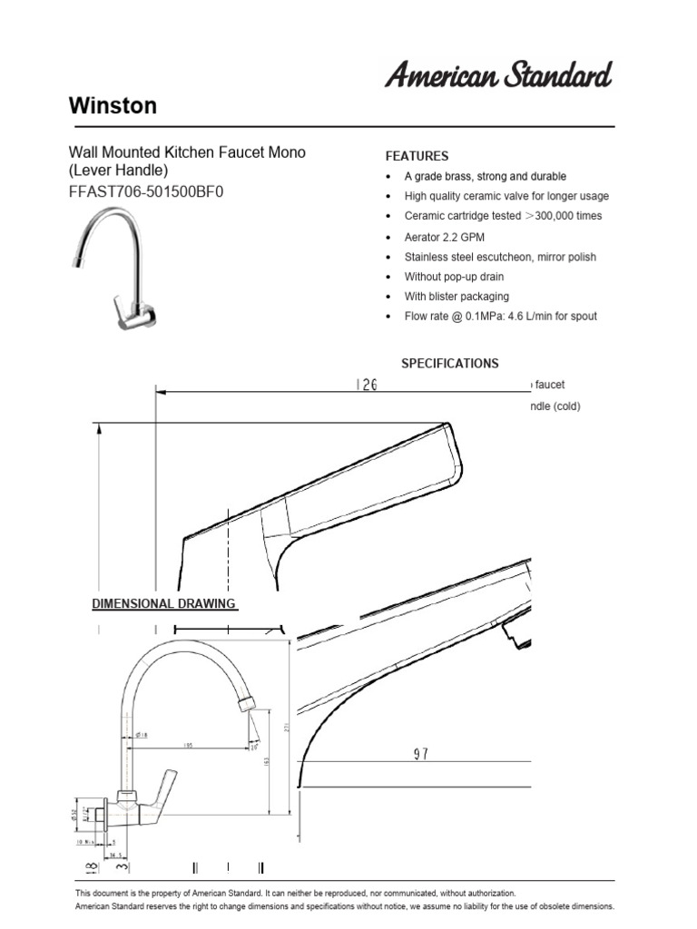 Wall Mounted Kitchen Faucet Mono | PDF | Tap (Valve) | Tools