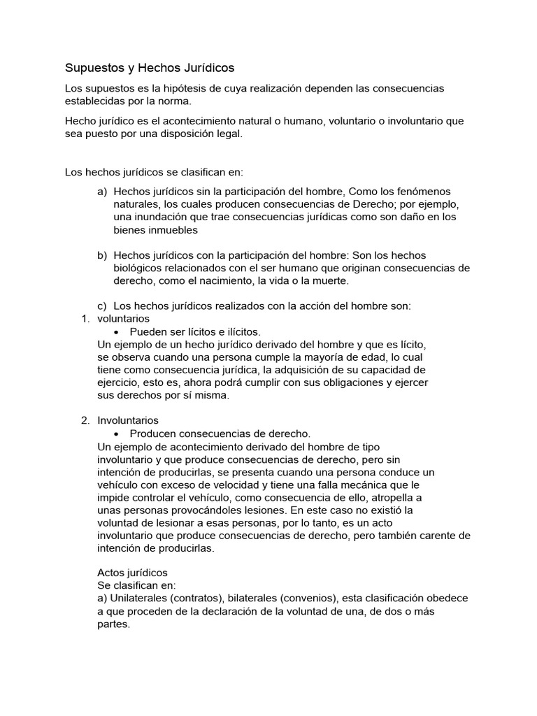 Supuestos y Hechos Jurídicos | Descargar gratis PDF | Principios éticos ...