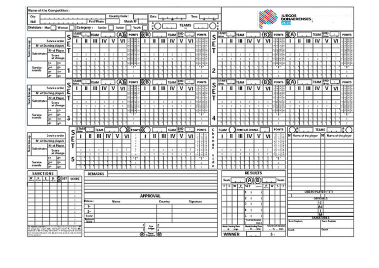 Planilla de Juego Voleibol | PDF