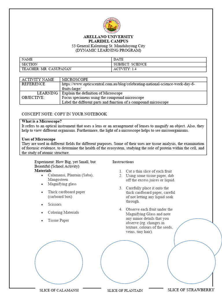 Activity 2.1 Microscope | PDF | Microscope | Optics