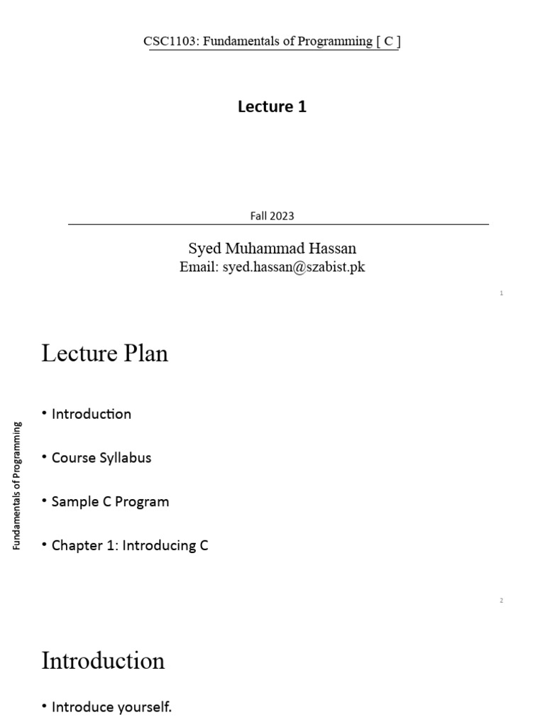 Lecture 1 | PDF | C (Programming Language) | Assembly Language