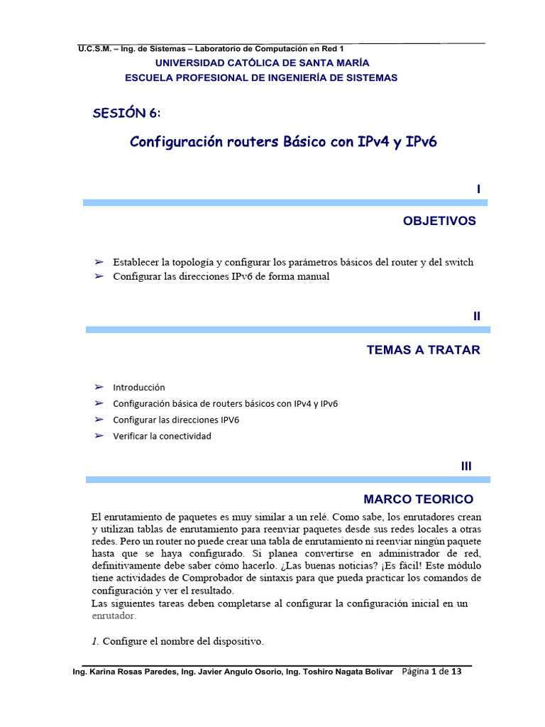 Practica 6 Computacion en Red I 2023 | Descargar gratis PDF | Enrutador (Computación) | Yo Pv6
