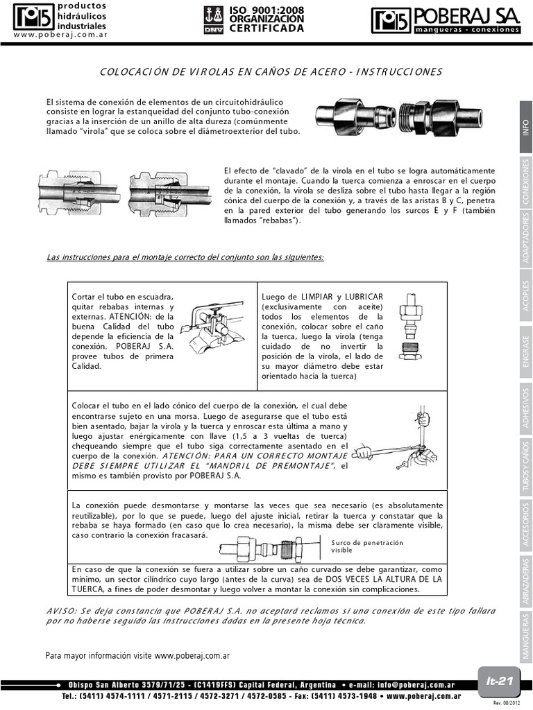 Instrucciones para Colocar Virolas en Tuberías | PDF | Acero ...