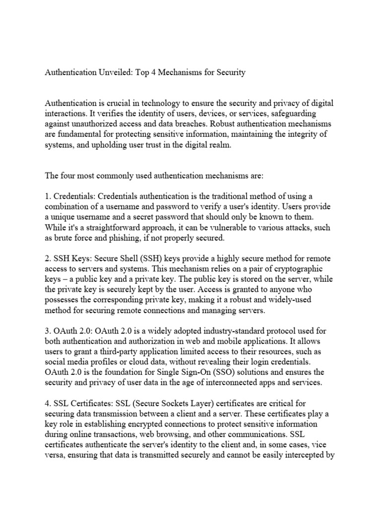 Authentication Mechanisms | PDF | Public Key Cryptography | Transport Layer Security