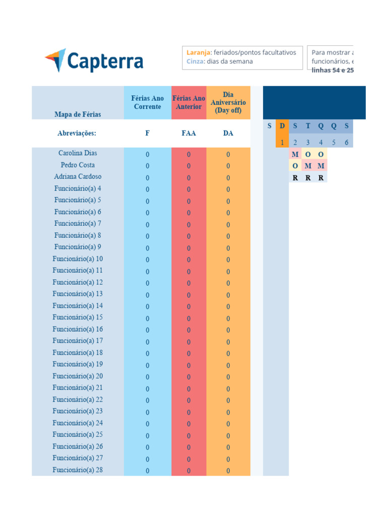 Template - Mapa Férias 2024 | PDF