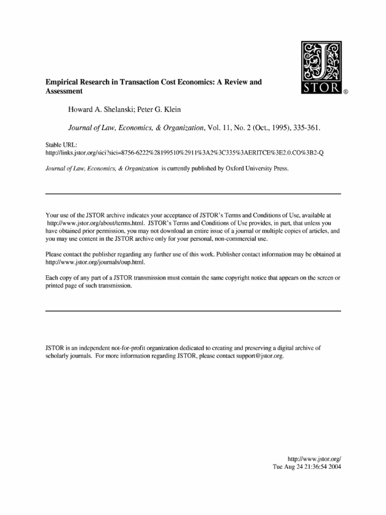 Shelanski Klein epirical-TCE-review | PDF