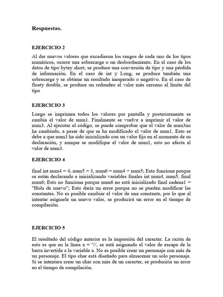 Ejercicios Java (Respuestas) | PDF | Compilador | Java (lenguaje de programación)