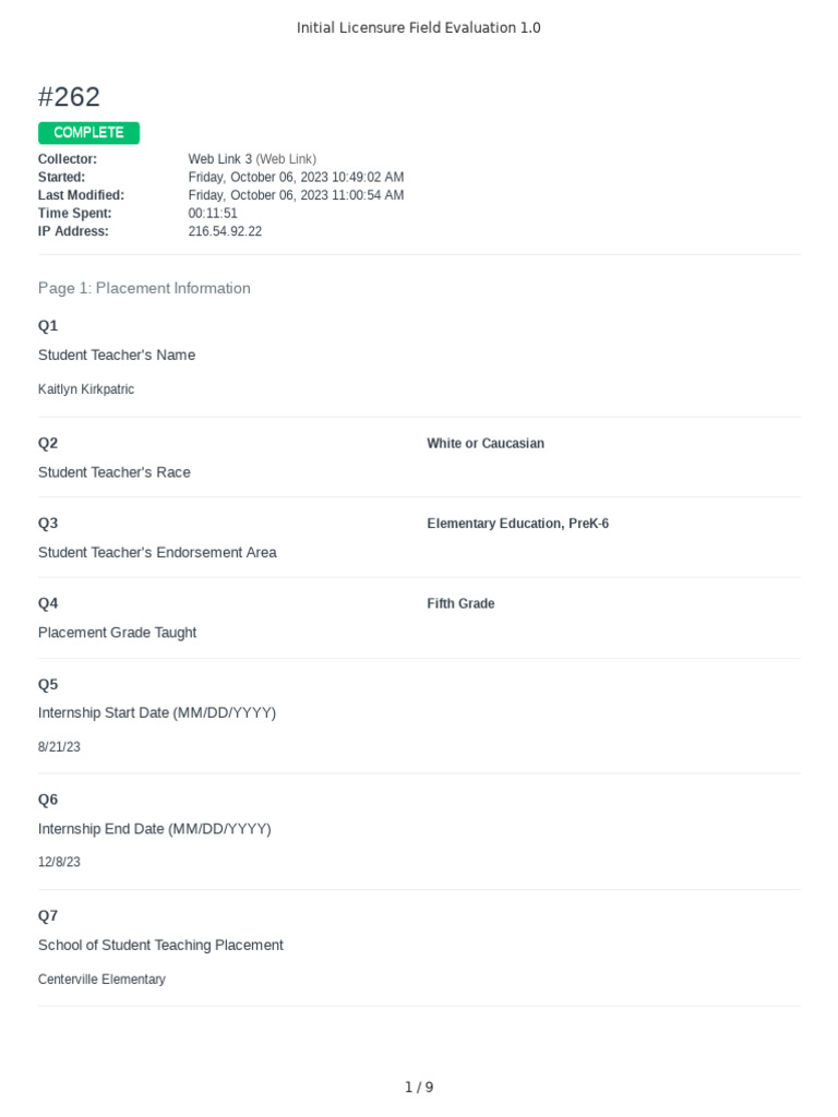 Ued495 Ued496 Kirkpatrick Kaitlyn Final Eval p1 1 | PDF | Educational Assessment ...