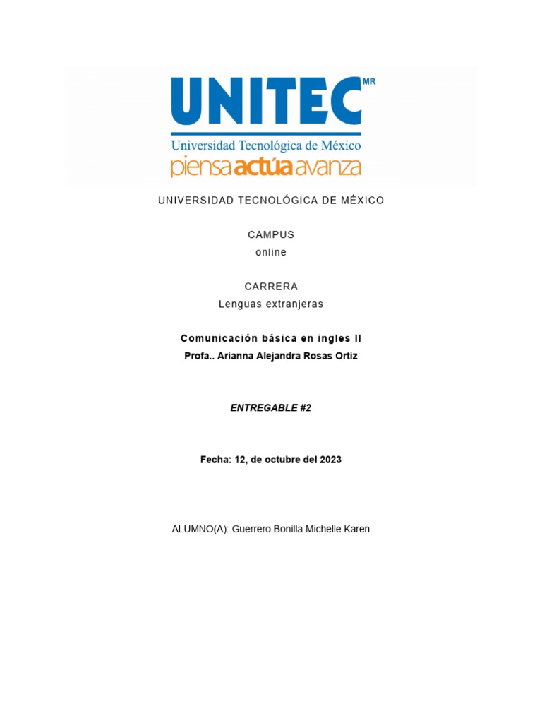 Entregable 2 Ingles II | PDF | Grammar | Linguistics