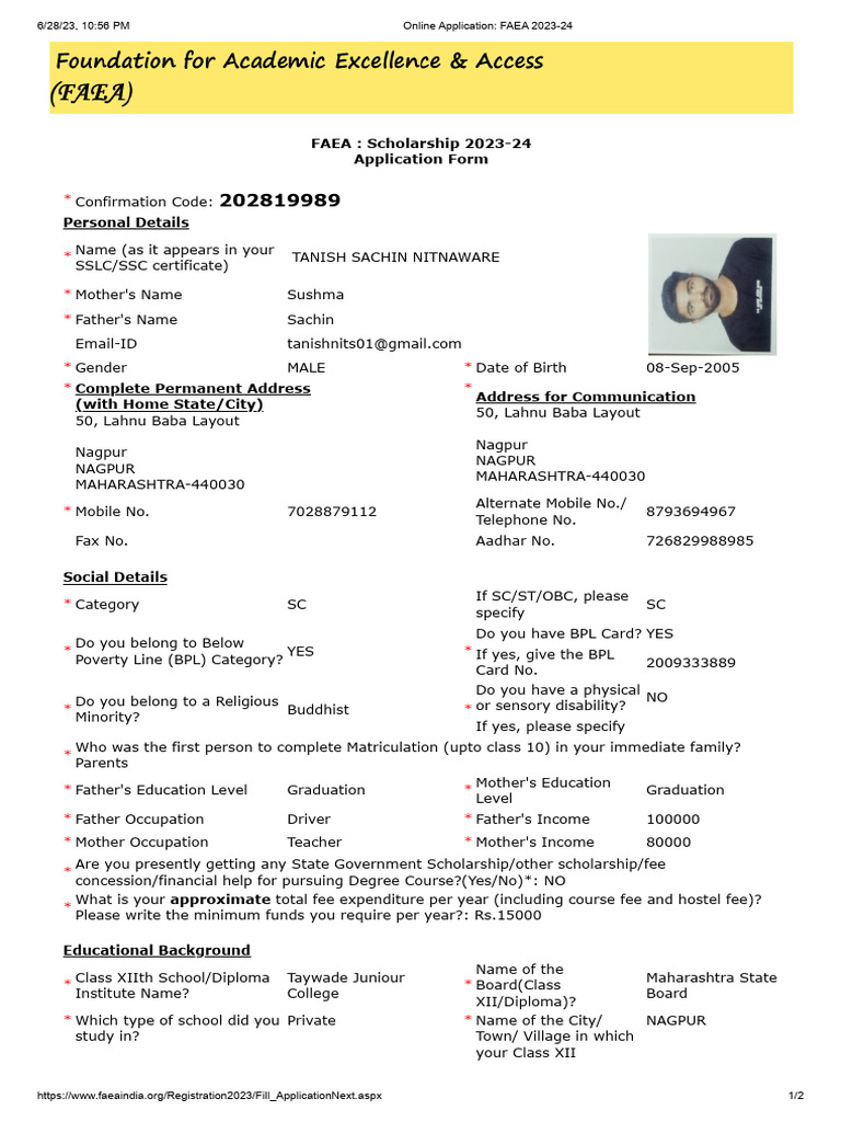 Online Application - FAEA 2023-24 | PDF | Diploma
