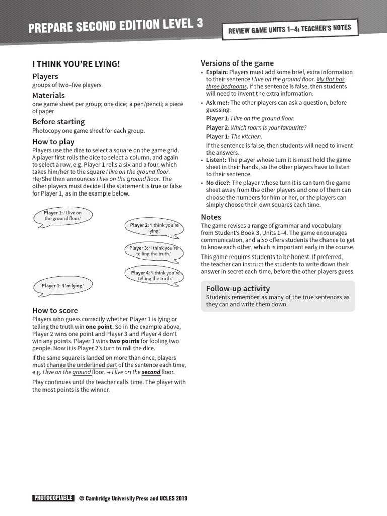 PREPARE - 3 - Review Games - Units 01-04 | PDF