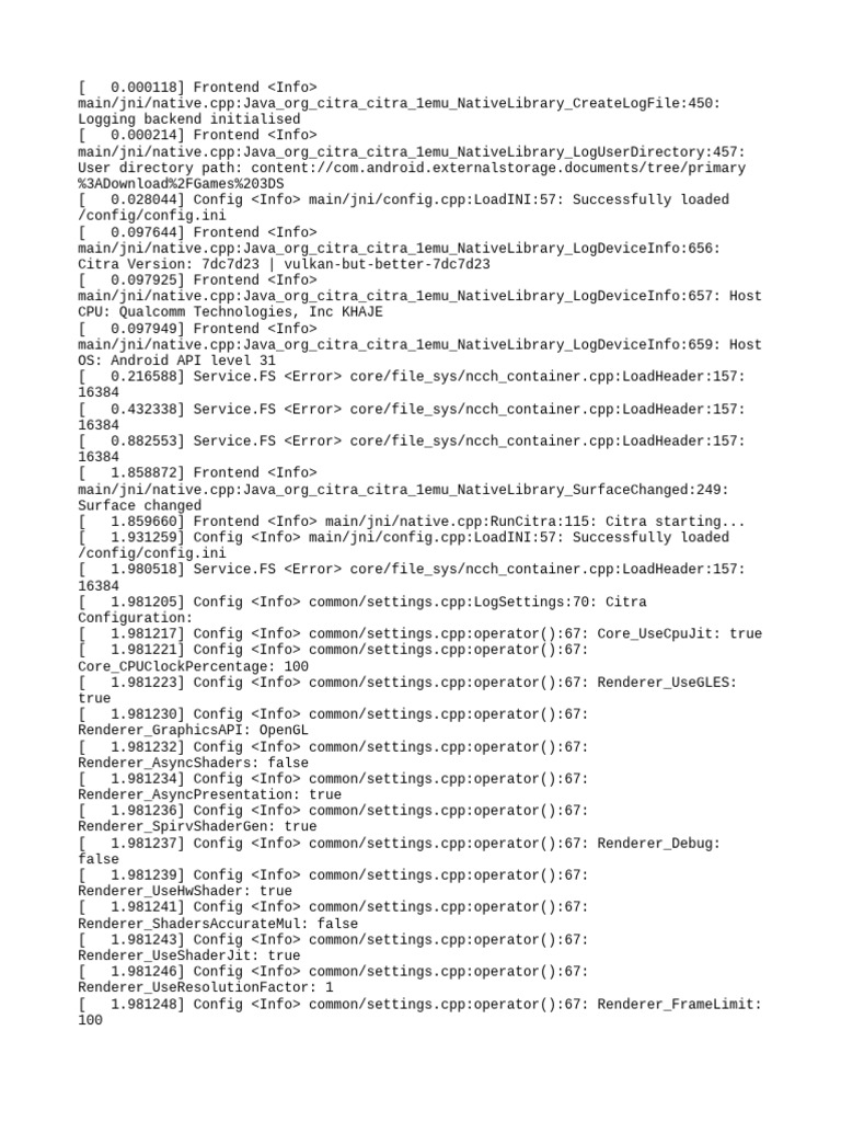 Citra Log | PDF | Computing Platforms | Operating System Technology