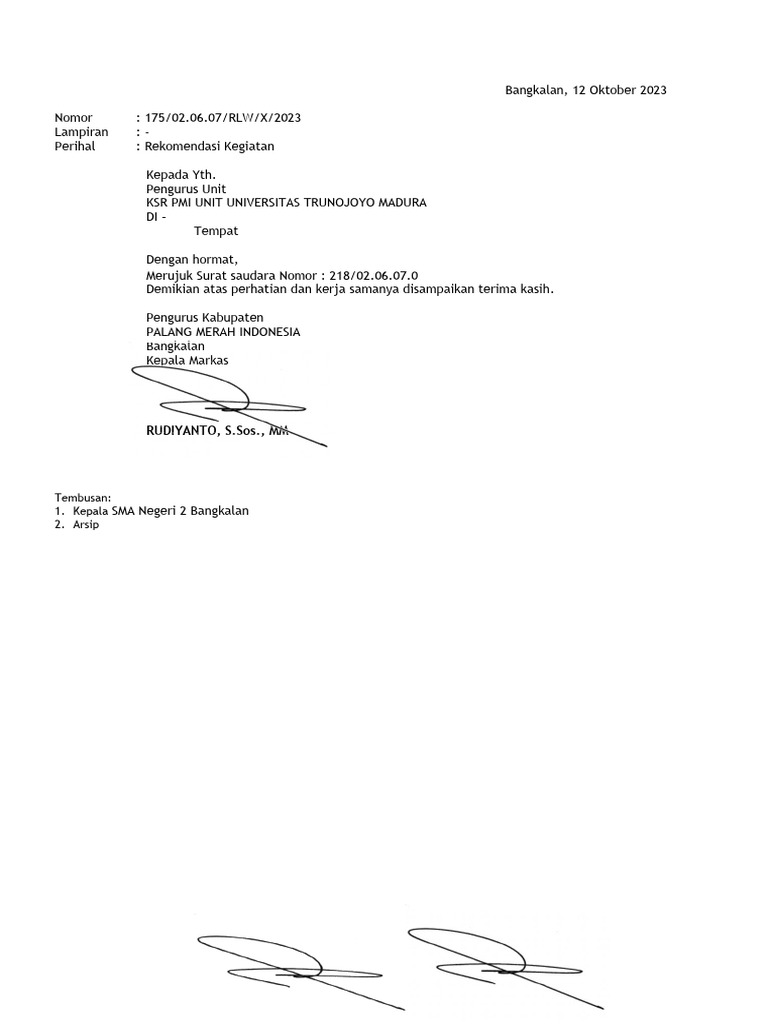 Surat Balasan UTM Piagam Penghargaan | PDF