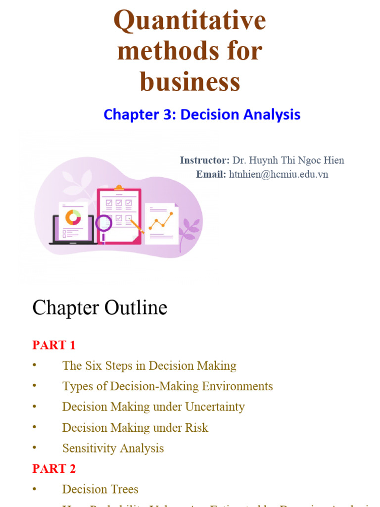 Lecture 2 & 3 - Chapter 3 - Decision Analysis | PDF | Utility | Decision Theory