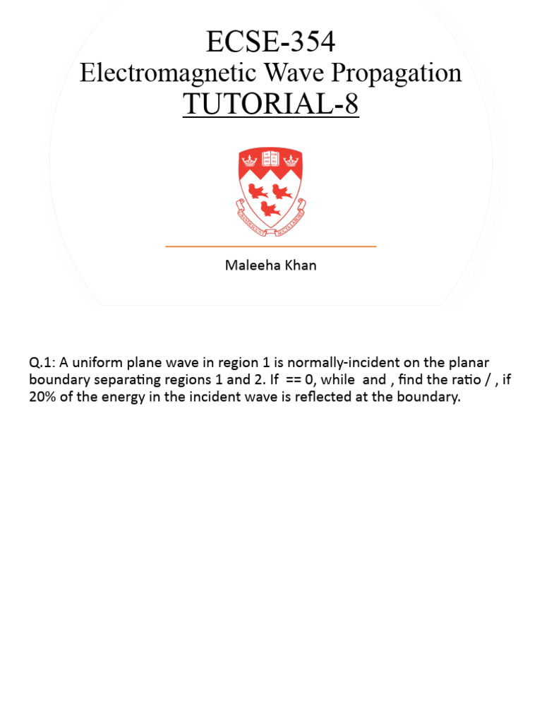 Tutorial 8 Electromagnetic | PDF | Waves | Wavelength