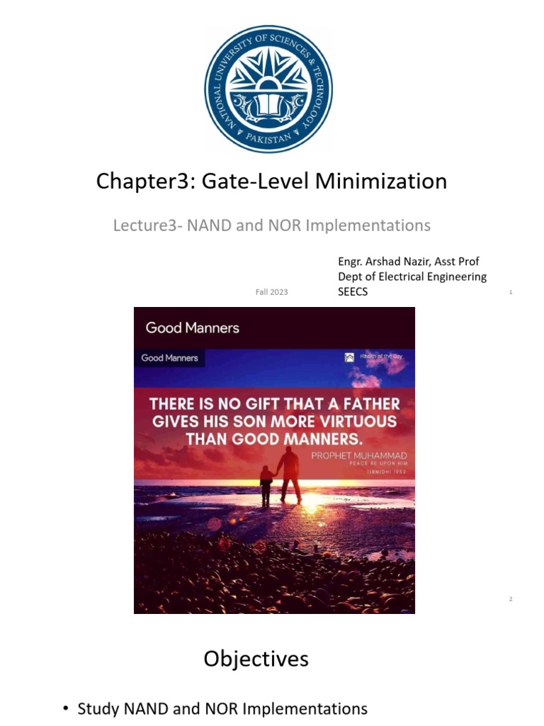 Lecture3 Chapter3 Nand And Nor Implementations Pdf Logic Gate Boolean Algebra