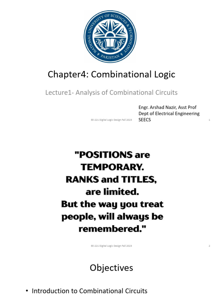 Lecture1 Chapter4 - Introduction To Combinational Circuits, Analysis of Combinational Circuits ...