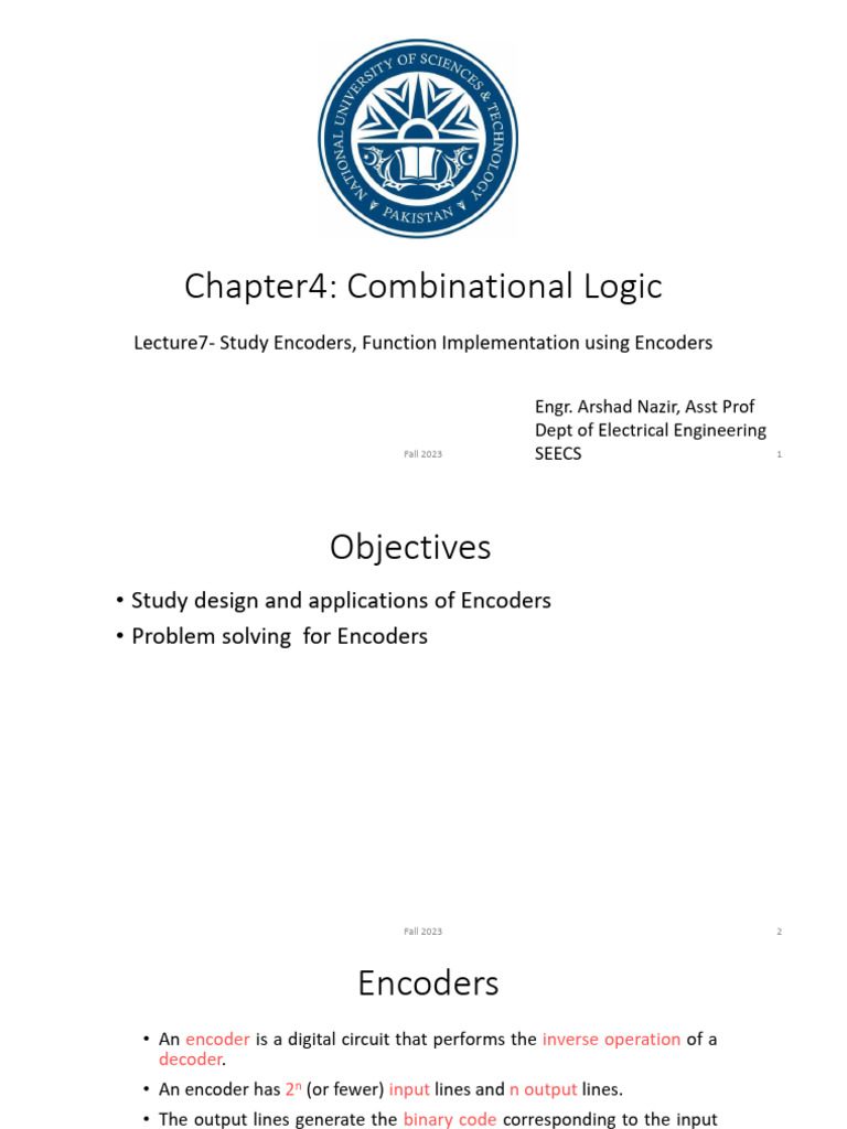 Lecture7 Chapter4 - Study Encoders, Function Implementation Using Encoders | PDF | Theory Of ...
