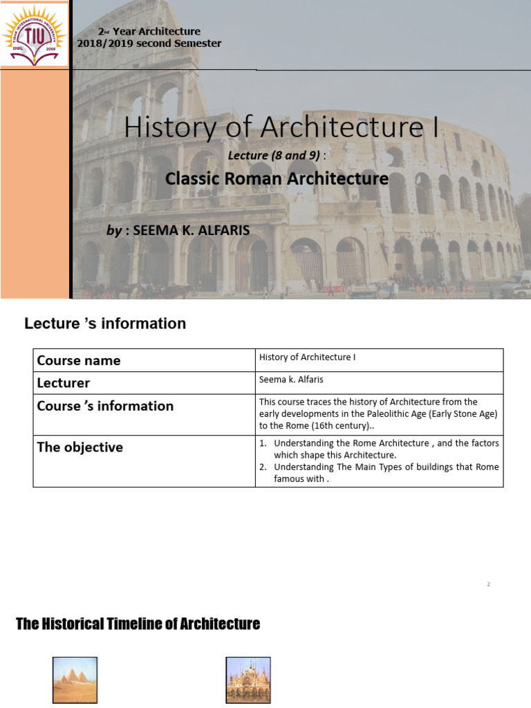 Lecture 8 9 Rome Architecture | PDF | Vault (Architecture) | Ancient Rome