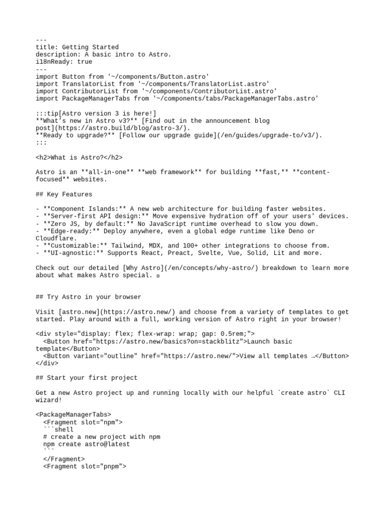 Astro Getting Started | PDF | World Wide Web | Internet & Web