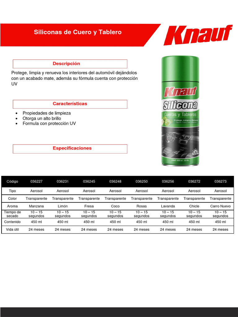 Ficha Tecnica - Siliconas - Cuero - y - Tablero - Knauf | PDF