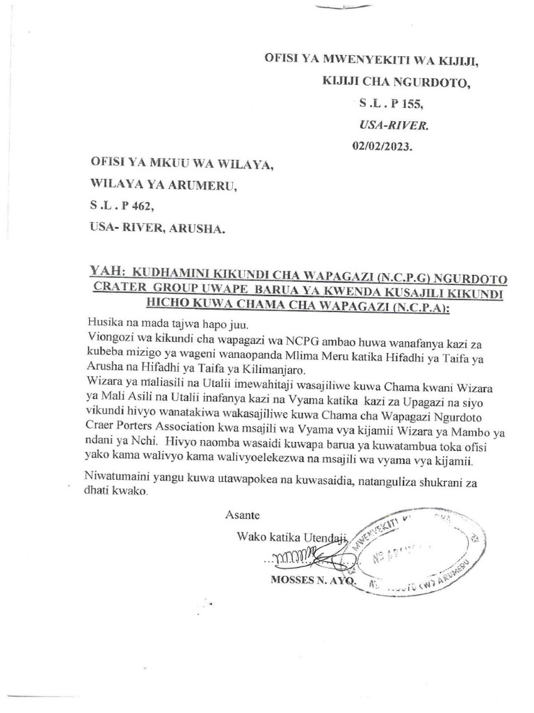 Barua + Mkutano Mkuu-1 | PDF