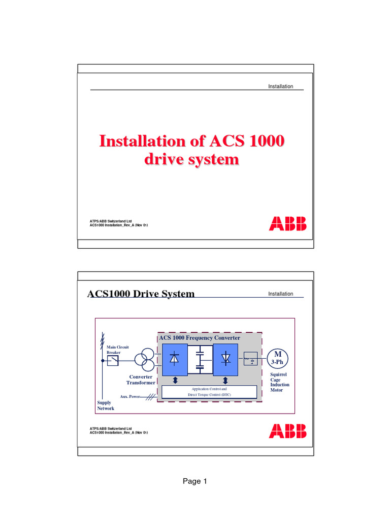 07 - Installation of ACS1000 | PDF | Alternating Current | Electric Motor