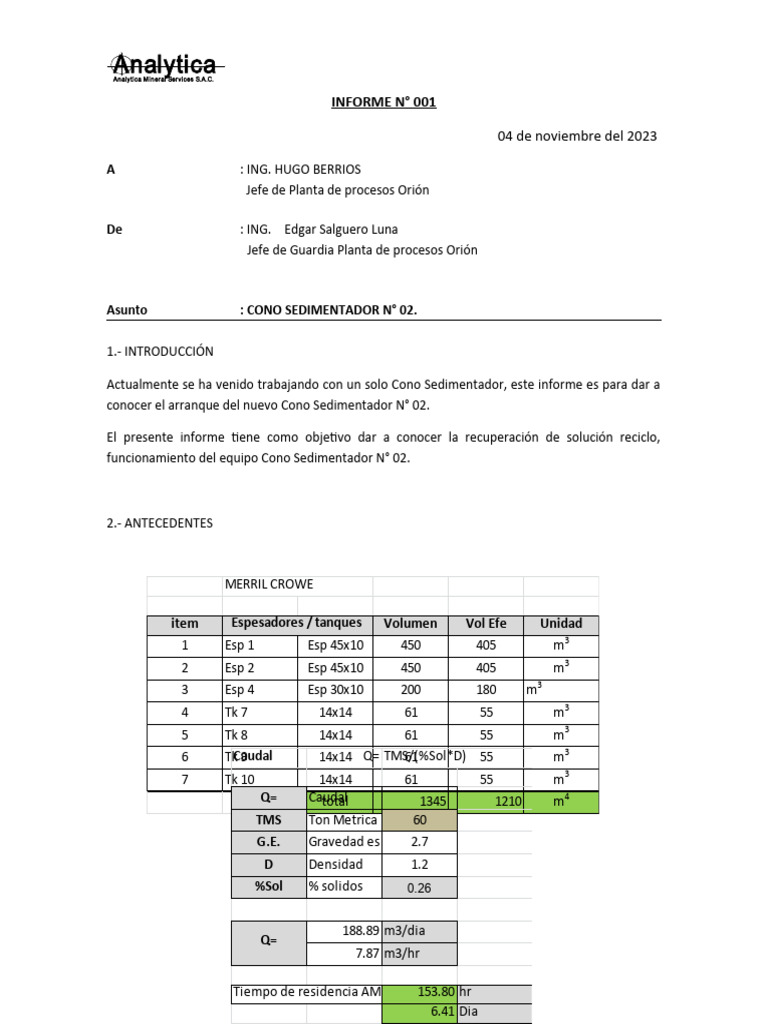 informe 001 recuperacion de solucion | PDF