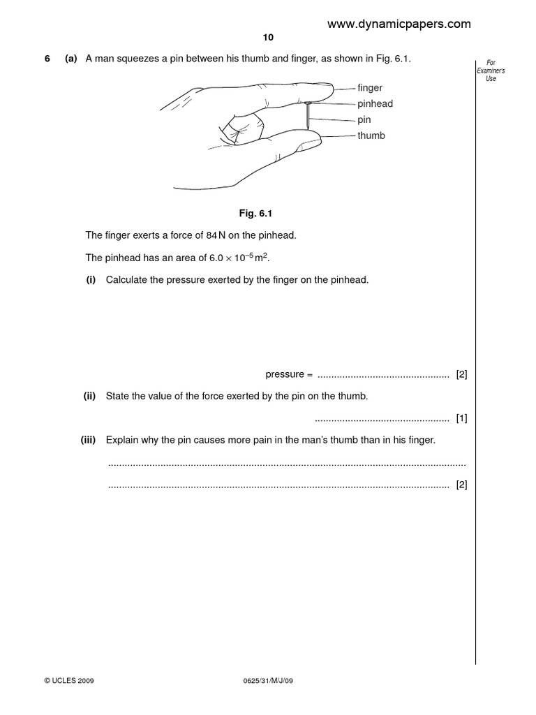 Finger Pinhead Pin Thumb: For Examiner's Use | PDF | Pressure ...