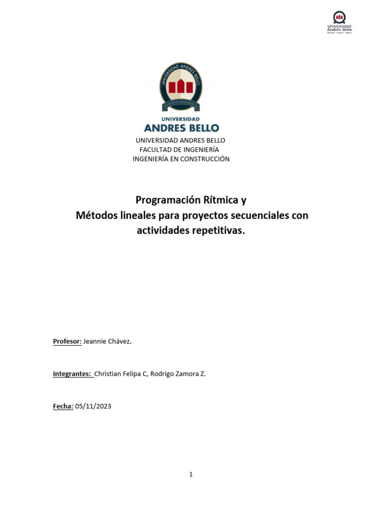 Informe programacion y control (metodos de programación) | PDF | Gestión de proyectos ...