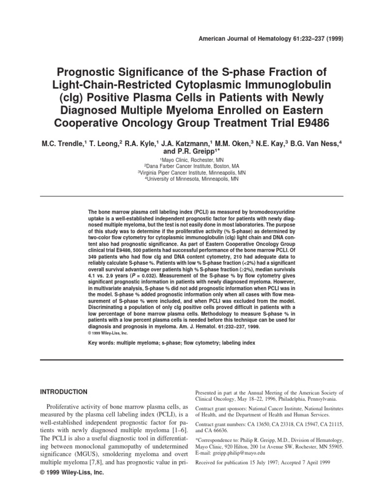Trendle 1999 | Download Free PDF | Multiple Myeloma | Flow Cytometry