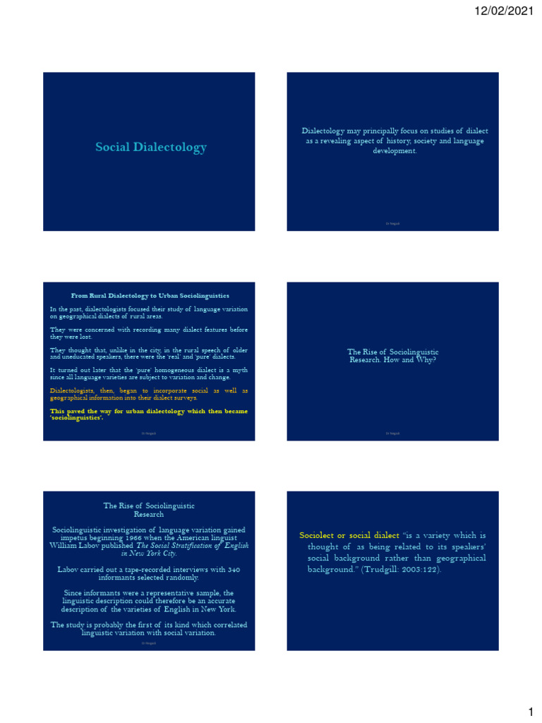 3 Social Dialectology 2021 Pdf Sociolinguistics Dialectology
