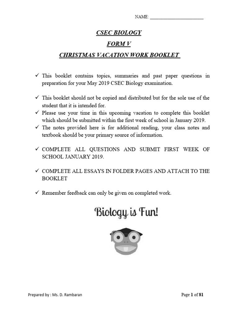 Csec Biology Work Booklet | PDF | Osmosis | Human Digestive System