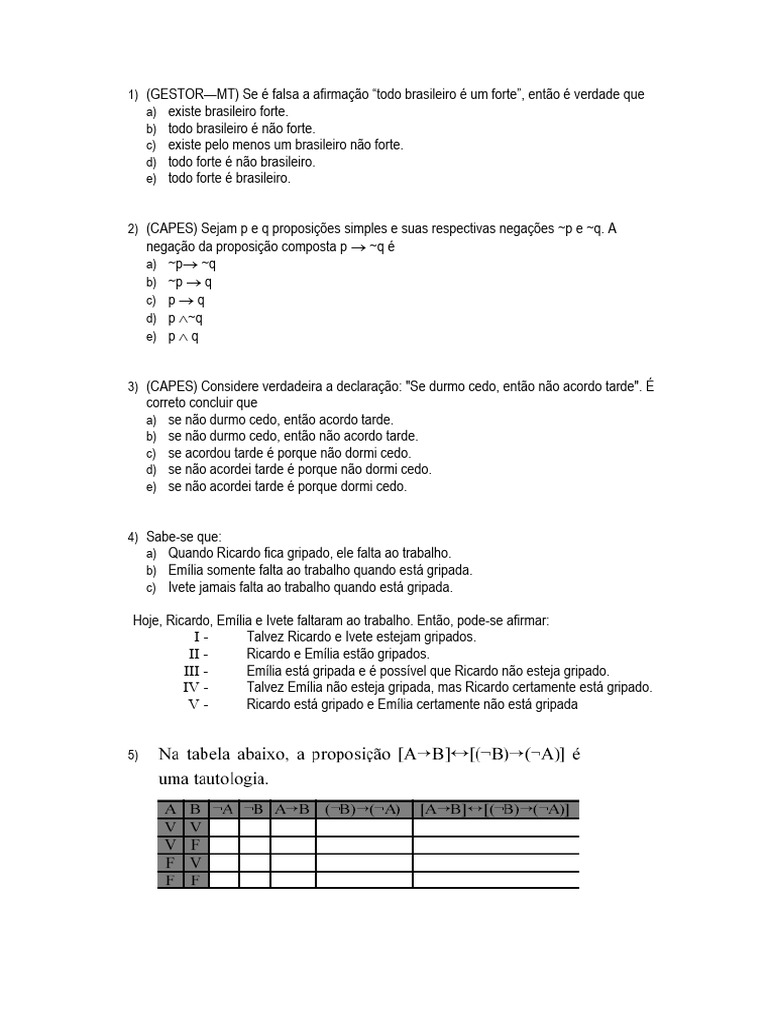 Prova de Logica Av1 | PDF