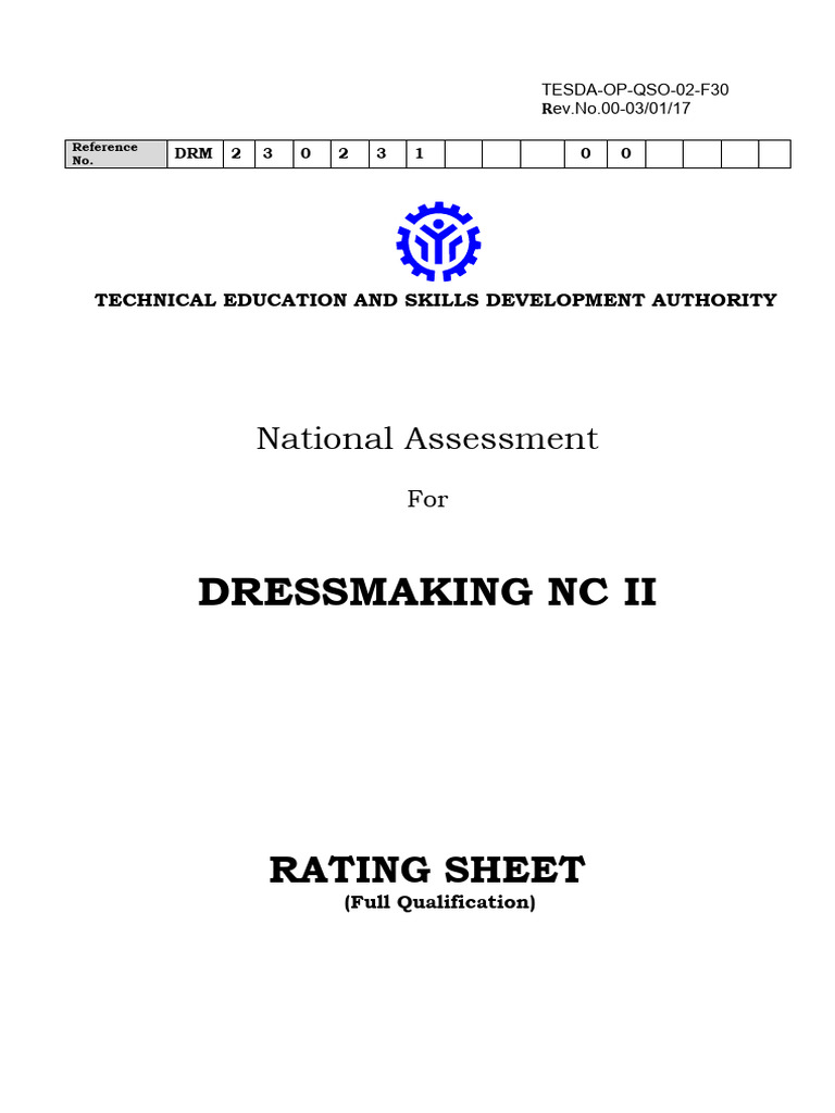 Dressmaking NC II Assessment Guide | PDF | Accuracy And Precision