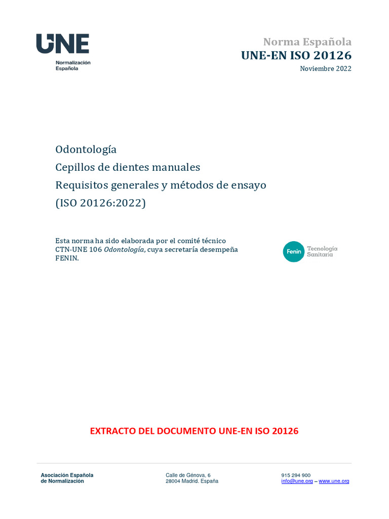 (Ex) Une-En Iso 20126 2022 | PDF | Higiene oral