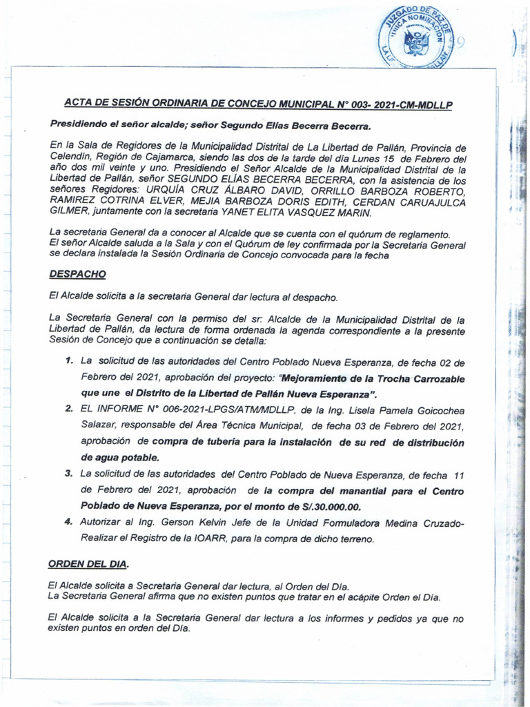 Acta de Secion de Consejo | PDF