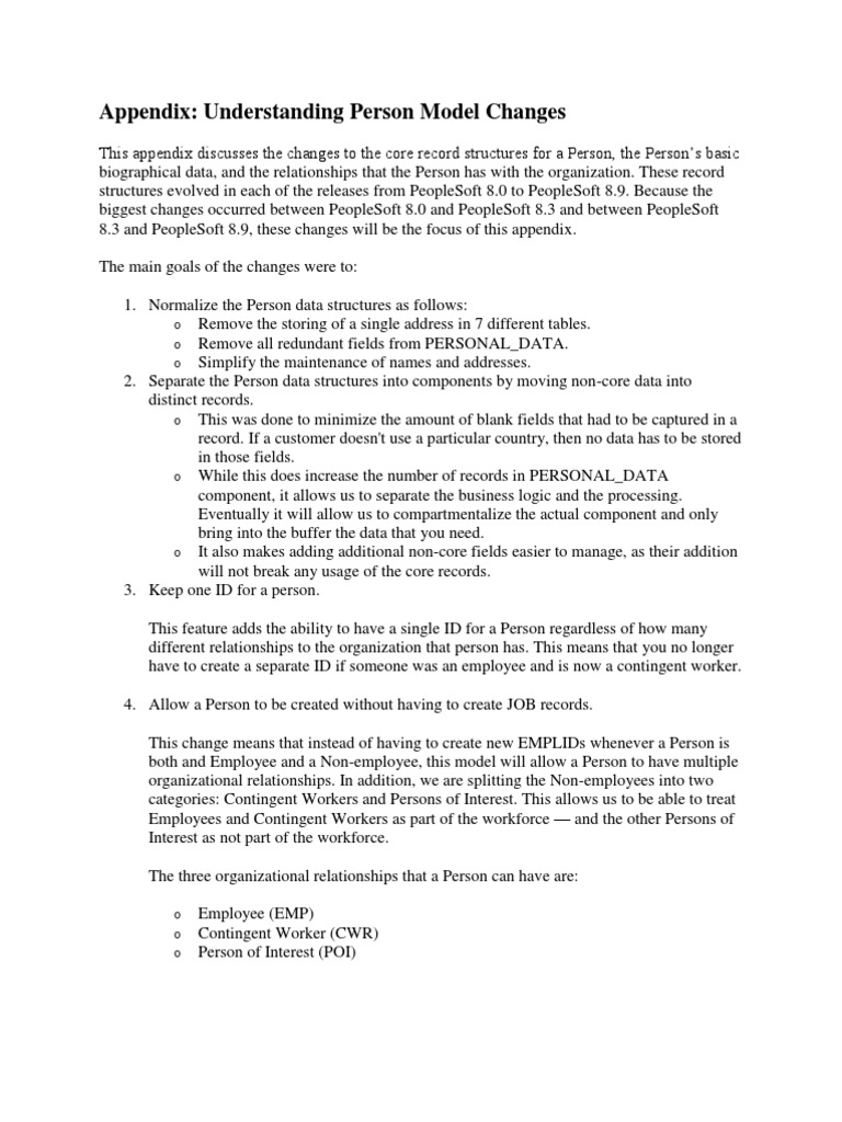 Understanding Person Model Changes | PDF | Address (Geography) | Employment