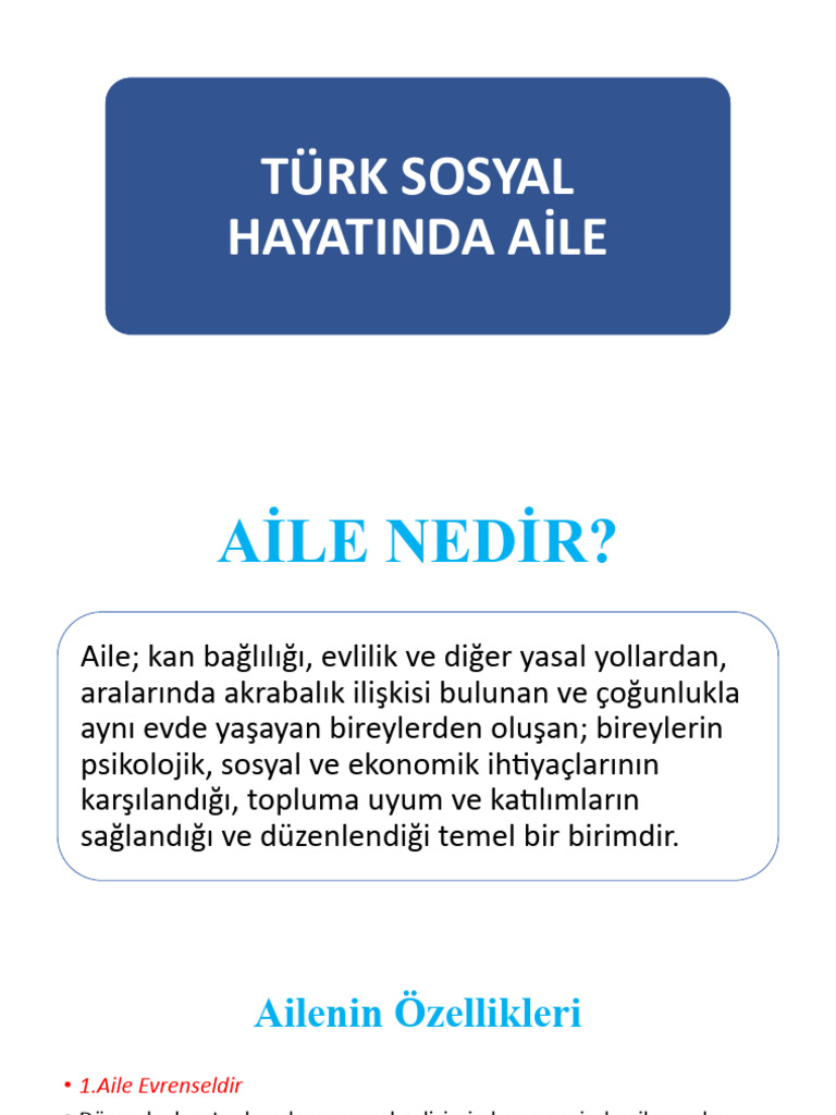 Türk Sosyal Hayatında Aile-1 | PDF