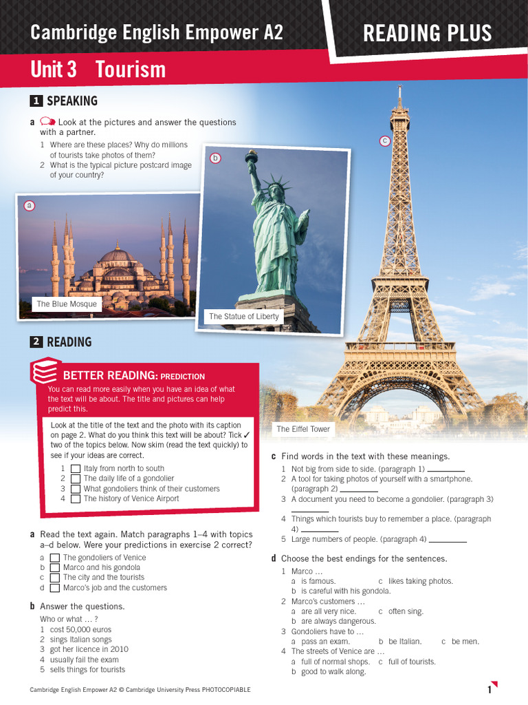 Cambridge English Empower Empower A2 Reading Plus U03 Worksheet | PDF