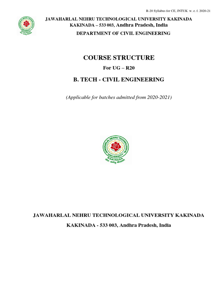 Civil Engg - R20 Course Structure | PDF | Engineering | Civil Engineering