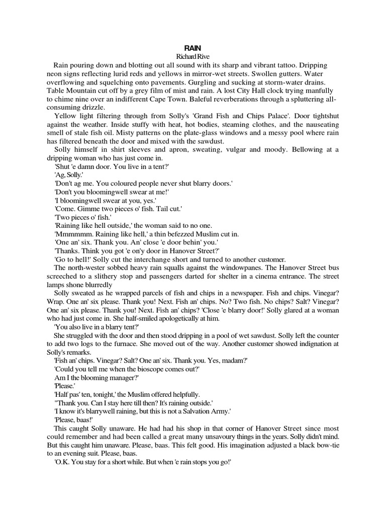 RAIN by Richard Rive | PDF