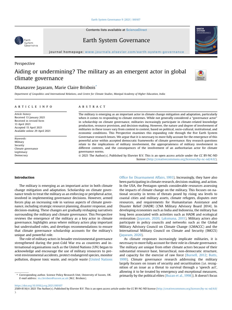 Aiding or Undermining? The Military As An Emergent Actor in Global ... Aiding or Undermining? The Military As An Emergent Actor in Global ...