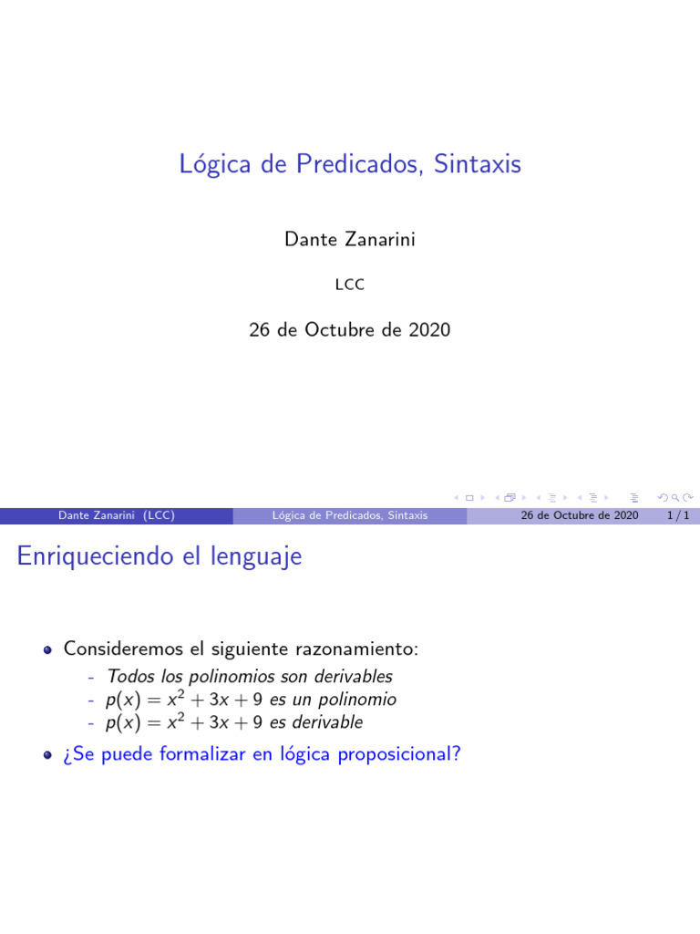 Lógica de Predicados y Sintaxis | PDF | Lógica | Lógica de primer orden