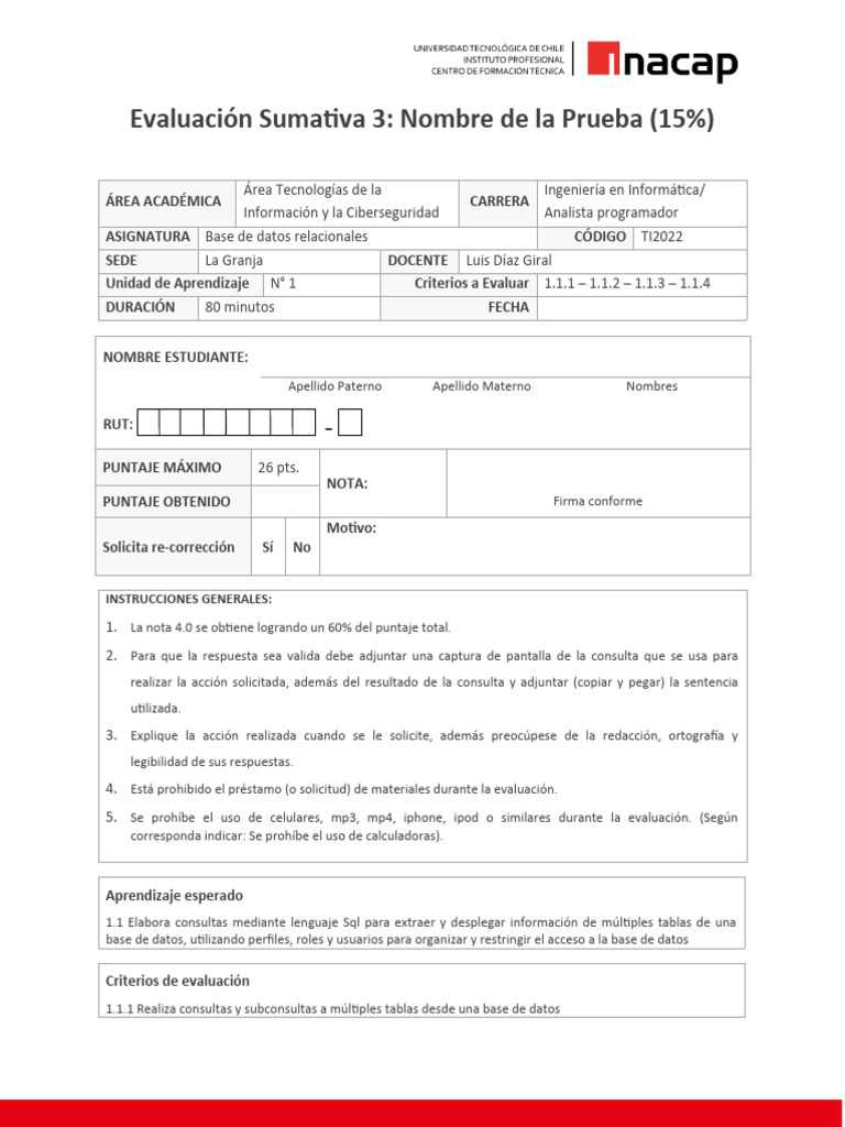 1b. Plantilla Prueba 2023 BasedeDAtos Joaqin | PDF | Bases de datos | SQL