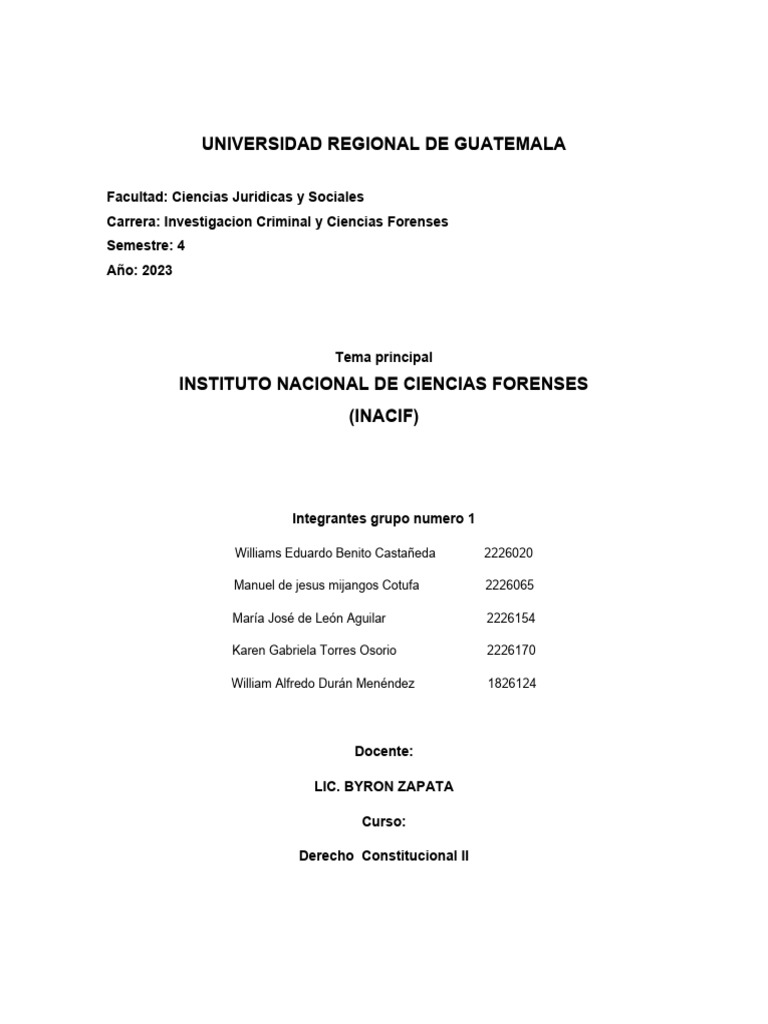 Funciones del INACIF en Guatemala | PDF | Ciencia forense | Fiscal