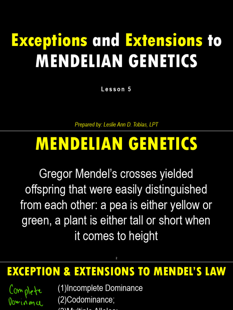 Lesson 5 - Exceptions & Extensions To Mendelian | PDF | Dominance ...