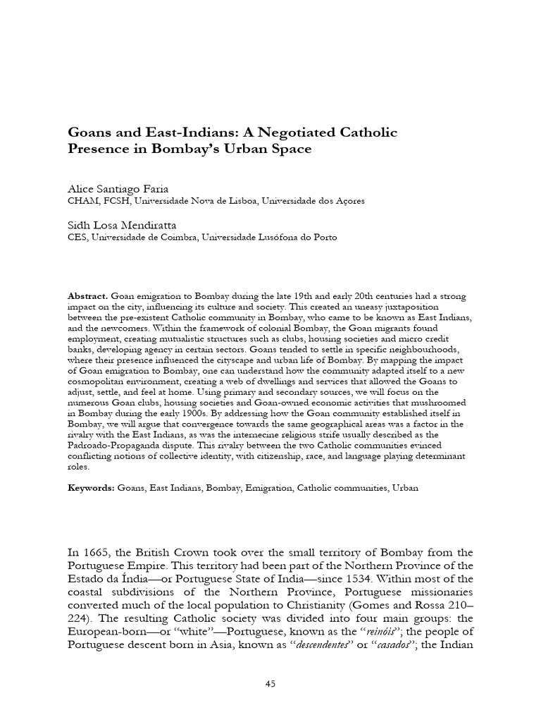 Goan Migration's Impact on Bombay's Catholics | PDF | Mumbai | Portugal