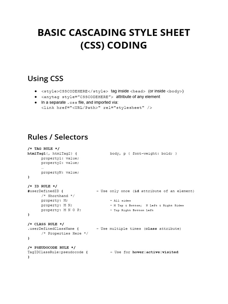 CSS 01 Basics | PDF | Typefaces | Printing