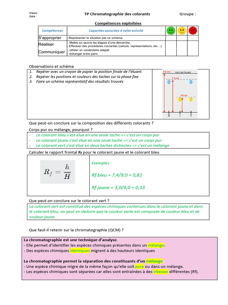 TP 2ND - Chap1 - Chromatographie - Correction | PDF